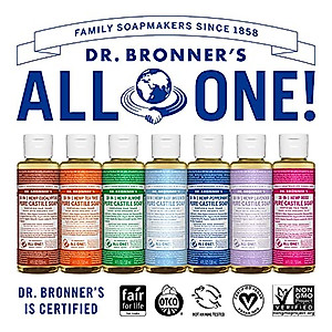 Dr. Bronner’s - Pure-Castile Liquid Soap (Eucalyptus, 8 ounce) - Made with Organic Oils, 18-in-1 Uses: Face, Body, Hair, Laundry, Pets and Dishes, Concentrated, Vegan, Non-GMO