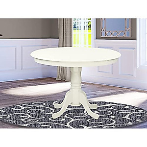 East West Furniture Dining Table, 42x42 Inch, Linen White