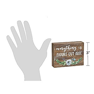 Collins Painting Inspirational Wood Grain Mini Block Sign, 4" (Everything is Figure-Out-able)