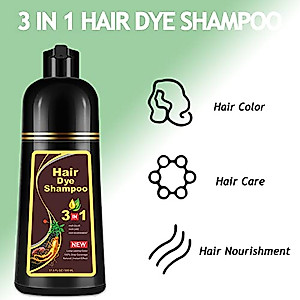 Hair Dye Shampoo 3 in 1, Deep Wine Red Hair Dye 16.9 FL Oz, Deep Wine Red Hair Shampoo, Semi-Permanent Hair Dye Shampoo, 100% Gray Hair Coverage, Effect in 5 Minutes, Lasts 30 Days Hair Color Shampoo (deep wine red)