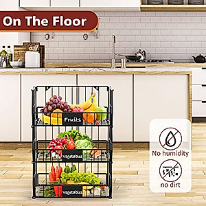 REFLYING 3 Tier Foldable Closet Organizer, Closet Organizers and Storage with 4 S Hooks,Kids Closet Organizers and Storage,Closet Hanging Basket,Metal Drawers for Closet,Black