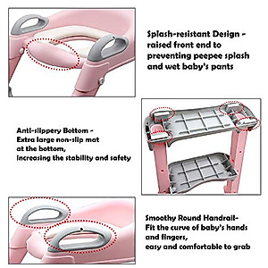 HTTMT- Classic Potty Training Toilet Ladder Seat With Upgraded Cushion Step Stool Ladder Toilet Chair/Toilet Trainer for Baby Toddler Kids Children In Pink [P/N: ET-BABY002-PINK-C]