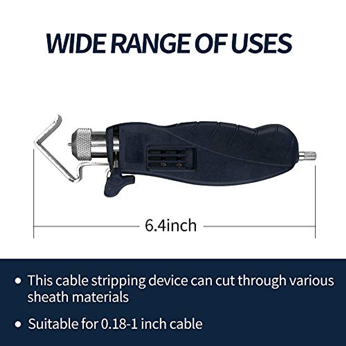 stedi Round Cable Stripper, With Adjustable Cutting Depth, for Fast and Precise Jacket Removal Cable Stripper, Round Cable Slitter with Smooth Incision and No Damage to The Core, 0.18-1''