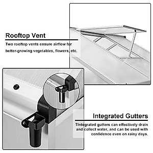 6x8 FT Greenhouse for Outdoors, Polycarbonate Greenhouse with Quick Setup Structure and Roof Vent, Aluminum Large Walk-in Greenhouse for Outside Garden Backyard, Silver