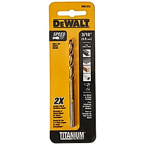 DEWALT 3/16-Inch Titanium Nitride Coated, Split Point Twist Drill Bit (DW1312)