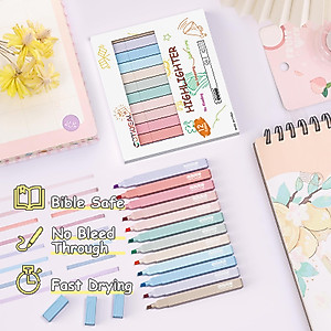 GOTIDEAL Aesthetic Cute Pastel Highlighters set, 12 Pack No Bleed Bible Highlighters With Soft Chisel Tip for office journal, School study accessory supplies