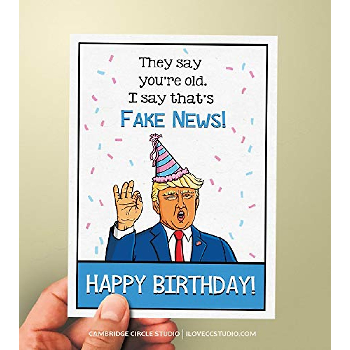 Trump Fake News Birthday Card | Funny Birthday Cards | Trump Supporter Gift | A7 Size - 5x7 Greeting Cards