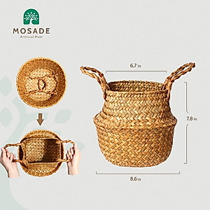 MOSADE Artificial Areca Palm Tree 6Feet Fake Tropical Palm Plant and Handmade Seagrass Basket, Perfect Tall Faux Dypsis Lutescens Plants for Entryway Modern Decor Home Office Porch Balcony Gift