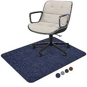 Corduroy Chair Mat for Hardwood Floor, 55"x35" Office Chair Mat Desk Chair Mat for Rolling Chair, Large Anti-Slip Backing Low-Pile Office Rug Floor Mat for Office/Home Blue