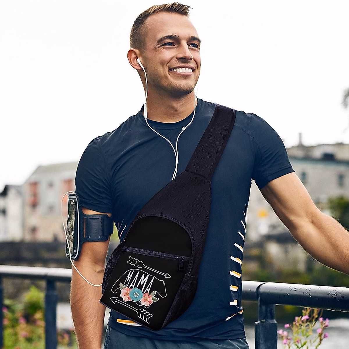 Mama Bear Crossbody Shoulder Bag Sling Backpack Travel Hiking Daypack Casual Chest Pack For Women Man One Size