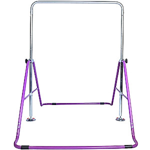 X Factor Kids Gymnastics Bar w 2x6 Tumble Mat Jungle Gym Horizontal Kip Bar Junior Training Height Adjustable Children Monkey Bars Folding Climb Tower Balance Bar Asymmetric Bar Playground (Purple)