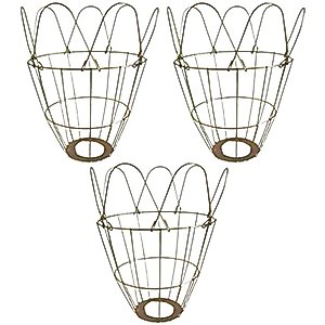 PATKAW 3 Pcs Industrial Vintage Style Light Cage Antique Lamp Holders Reptile Heat Lamp Guard Metal Lamp Shade for Pets Reptile Terrarium Lizards Golden