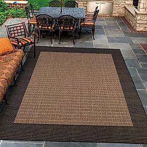 Couristan Recife Checkered Field Indoor/Outdoor Area Rug, 3'9" x 5'5", Cocoa-Black