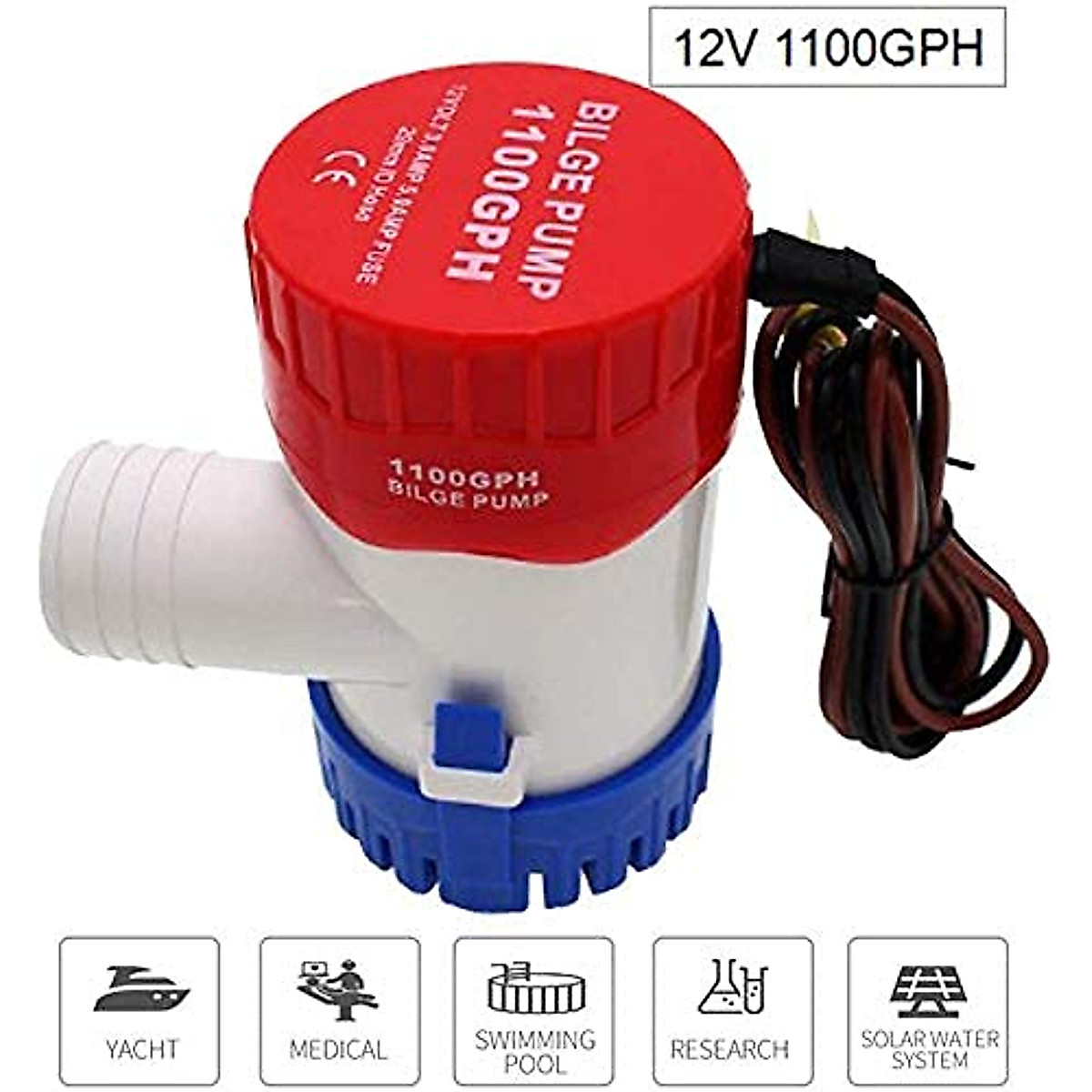 Submersible Boat Bilge Water Pump 12v 1100gph Non-Automatic Marine Electric Bilge Pump for Ponds, Pools, Spas Silent, Boat Caravan RV Submersible