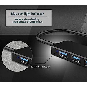 USB C Hub, 4-Port USB 3.0 Hub 5Gbps High Speed Data Transfer, USB Splitter USB Expander for Laptop, Xbox, Flash Drive, HDD, Console, Printer, Camera, Keyborad, Mouse
