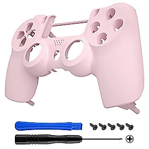 eXtremeRate Cherry Blossoms Pink Soft Touch Replacement Front Housing Shell Cover Compatible with ps4 Slim Pro Controller CUH-ZCT2 JDM-040/050/055 - Controller NOT Included