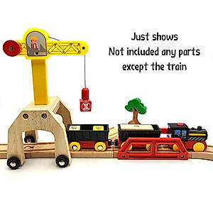 Wooden Magnetic Train Set Battery Operated Freight Train for Train Tracks Toy for Toddlers 3 4 5 Years Old Boys Girls (without Battery)