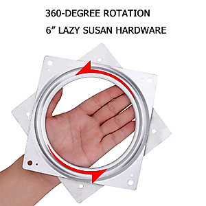 8Pack 6Inch Lazy Susan Hardware 5/16" Thick Square Lazy Susan Turntable Bearings Plate, 500lbs Capacity Rotating Swivel Bearing Plate, Lazy Susan Turntable Base for Serving Trays, Kitchen, Table