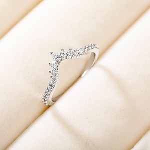 Mameloly Wedding Bands for Women Pear & Round Shaped Stackable Cubic Zirconia Half Eternity CZ Curved Engagement Rings for Her Size 4.5