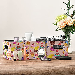 Cupcakes Storage Basket Felt Storage Bin Collapsible Towel Storage Convenient Box Organizer for Pet Supplies Magazine