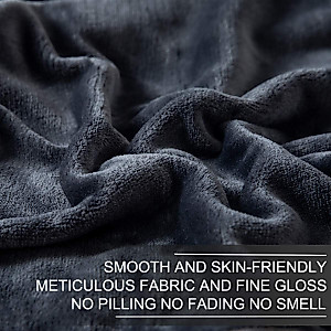 Fleece Blanket Queen Size for All Season 350GSM - Premium Lightweight Anti-Static Throw for Queen/Full size Bed Extra Soft Brush Fabric Warm Sofa Thermal Blanket 90" x 90"(Dark Gray Queen)
