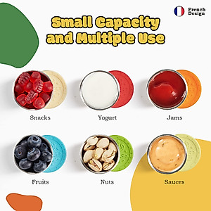 ROSSETTO FR 18/10 Stainless Steel Salad Dressing Containers, 6x1.7 oz Smal Sauce Containers with Lids, Reusable Condiment containers for Lunch Box, Dressing to Go Containers, Leakproof