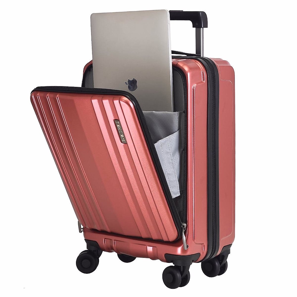 TydeCkare Carry On 55x35x23cm Cabin Luggage 20 Inch with Front Compartment for 15.6" Laptop, Lightweight ABS+PC Hardshell Suitcase with TSA Lock, 4 Spinner Silent Wheels