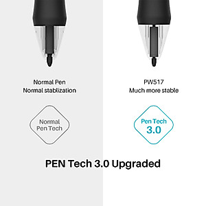 HUION Battery-Free Stylus Digital Pen PW517 for Kamvas 13, Kamvas Pro 24 (4K), Kamvas 22 Plus, Kamvas Pro 13 (2.5K), Kamvas Pro 16 (2.5K), Kamvas 12, Kamvas 16(2021), KD200, G930L