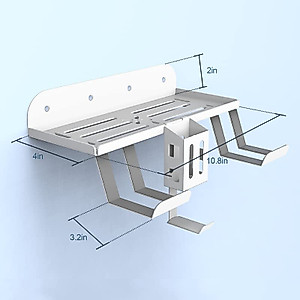 SWTOTK PS5 Wall Mount Kit with Charging Cable, 6-in-1 Playstation 5 (Disc & Digital) Metal Wall Stand with 2 Detachable Controller Hanging Bracket/Remote Box/Headset Hanger, w/Non-Slip Mat White