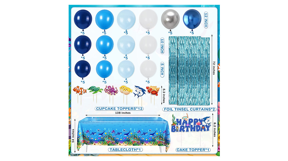 Under the Sea Party Decorations 98 Pcs | Ocean Theme Supplies