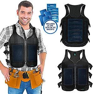 Alphacool Frosty Mesh Ice Vest for Men and Women – Cooling Vest with Ice Packs, 2 Sets – Three Gel Pad Pockets – Adjustable Straps for Custom Fit, Black