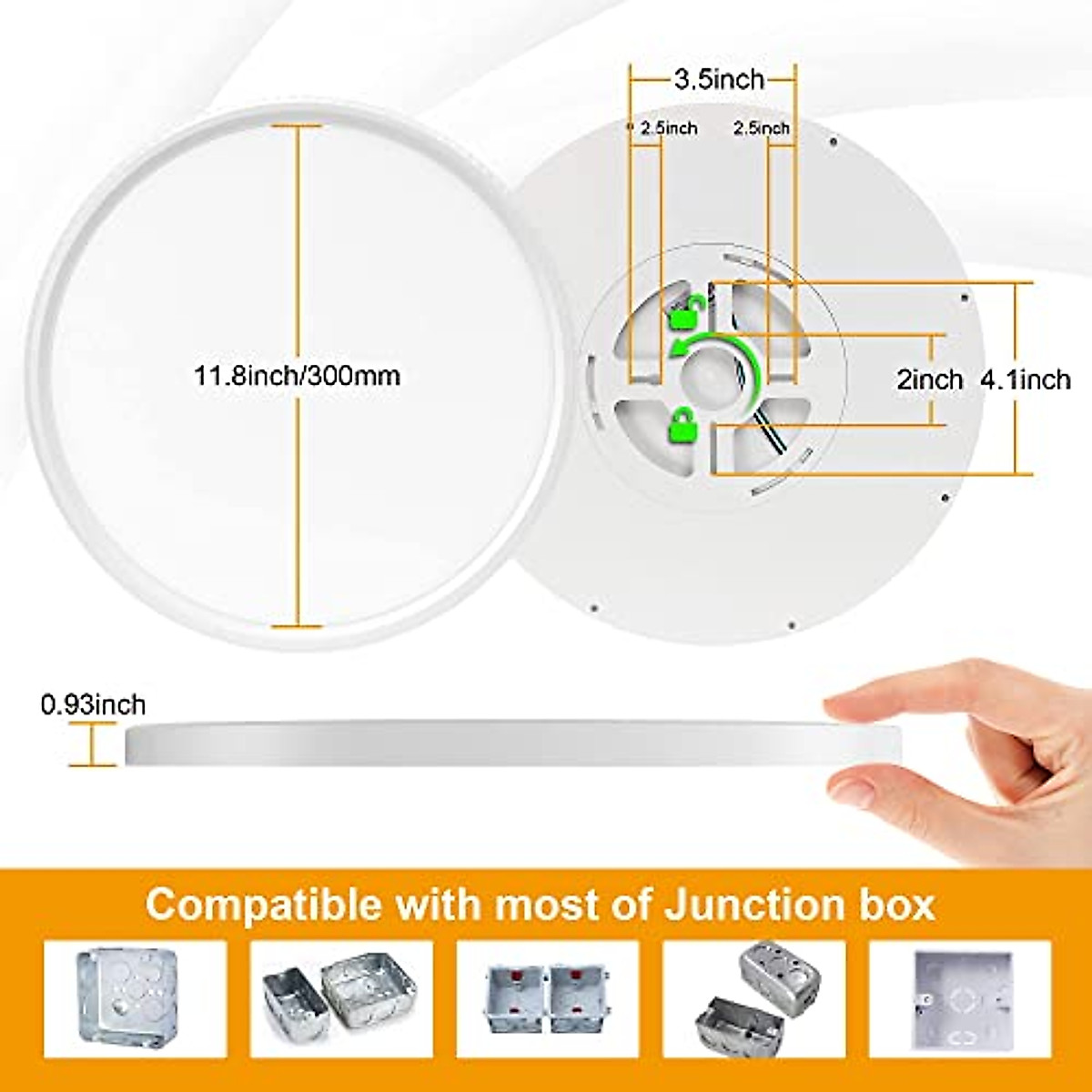 WKONCLDY 6PACK 3200lm LED Flush Mount Ceiling Light, Super Slim 12 inch LED Ceiling Light, 5000K Daylight LED Ceiling Light for Bedroom, living room, dining room, garage and office (White, Six Pack)