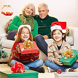 Amcami 20 Pieces Large Christmas Pull Bows for Gift Wrapping Big Gold Ribbon Bows for Xmas Gift Baskets Wine Bottles Decoration Gift Bows Organza Pull Bow for Wedding Party Birthdays Holidays