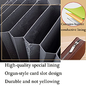 DKKD Unisex Anti-credit Card Fraud Multi-compartment Wallet, 24 Slots RFID Blocking Card Holder Large Long Leather Zipper Organizer Accordion Wallet, Huge Storage Capacity (Black)