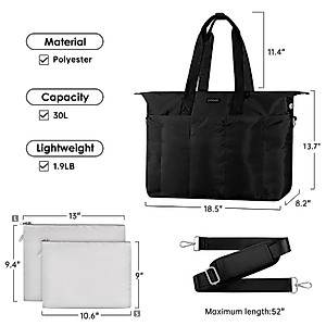 ETRONIK Laptop Tote Bag for Women, Tote Bag for Women with Laptop Compartment, Large Tote Bag Purse with Storage Bag, The Tote Bag Shoulder Bag for Work Gym Overnights Weekend Trips, Black