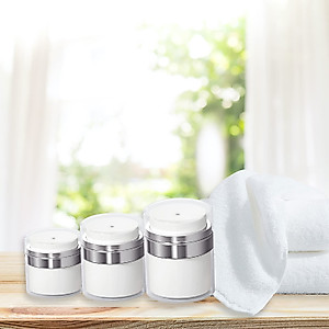 Airless Pump Jar,Cream Jar Vacuum Bottle, Empty Refillable Cosmetic Air Pump Jars Bottles, Portable Airless Lotion Sample Container Pot, Leak-Proof DIY Portable Travel Makeup Containers (30ML)