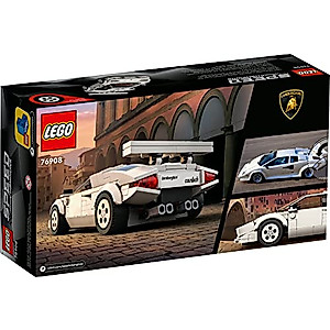 LEGO Speed Champions Lamborghini Countach 76908, Race Car Toy Model Replica, Collectible Building Set with Racing Driver Minifigure