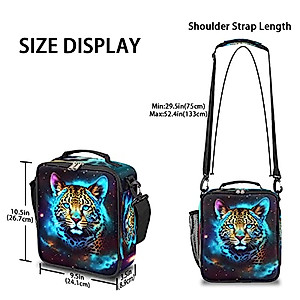 Insulated Lunch Bag, Galaxy Space Animal Leopard Lunch Box Wide Opened Tote Reusable Lunch Container Organizer Thermal Cooler Bag with Shoulder Strap for School Office Picnic Hiking Beach Fishing