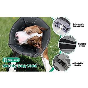 Superior Strong Oxford Cotton Lining Adjustable Buckle Pet Friendly Waterproof Secure Fit Soft & Protective Dog Cone Collar for Grooming, After Surgery Recovery, Rashes Protection (Extra Large), Gray