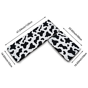 YouTary Cowhide Milk Cow Print Kitchen Rug Set 2 PCS Floor Mats Washable Non-Slip Soft Flannel Runner Rug Doormat Carpet for Floor Home Bathroom, 17" x 47"+17" x 24"-M