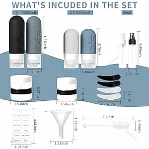 18pack Travel Bottles for Toiletries,TSA Approved Silicone Travel size Containers for Toiletries,Leak Proof Refillable Liqus Shampoo And Conditioner Travel Essentials toiletry Bottles