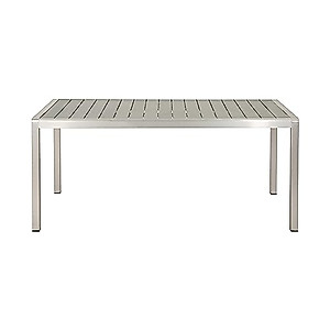 Christopher Knight Home Coral Outdoor Aluminum Dining Table with Faux Wood Top, Gray Finish,Grey