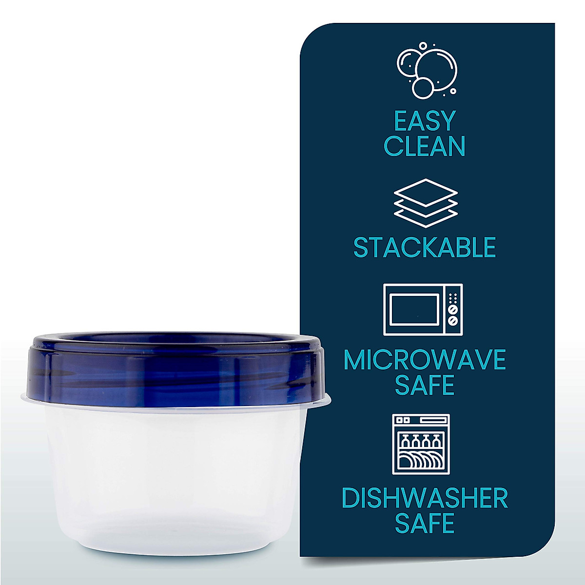 PLASTICPRO Twist Top Deli Containers Clear bottom With blue Top Twist on Lids Reusable, Stackable, Food Storage Freezer Container (6, 4 OUNCE)