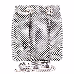 Vgift Silver Purse, Women Rhinestone Bag Diamond Purse for Evening Wedding Cocktail Costume Party Homecoming Prom