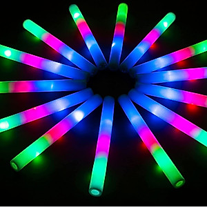 SHQDD 28 PCS Glow Sticks Bulk, New Year Party Favors, Foam Glow Sticks with 3 Modes Colorful Flashing, Glow in The Dark Party Supplies, LED Glow Sticks for Wedding, Raves, Concert, Camping, Carnival