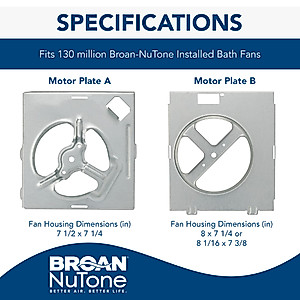 Broan-NuTone RE70BN 70 CFM Bathroom Exhaust Fan Replacement Motor Kit, Easy DIY Replacement Motor Kit for 70 CFM and 50 CFM Bath Fans, White