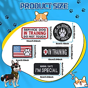 16 Pieces Service Dog Patch Do Not Pet Patch Ask to Pet Patch Removable Embroidery Tactical Patches with Hook and Loop American Flag Patches for Dog Harness Vest Collar