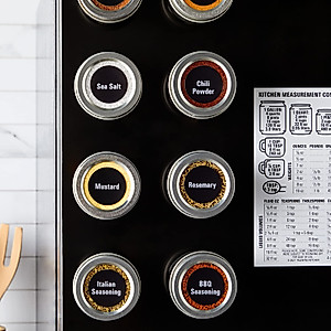 Set of 12 Magnetic Spice Jars for Refrigerator, Seasoning Containers with Shaker Lids, 269 Preprinted Sticker Labels for 3oz Herb Tins