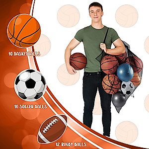 3 Pcs Extra Large Mesh Bag Soccer Ball Bag with Adjustable Shoulder Strap Drawstring Sports Ball Bag Storage Ball Net Bag Sports Equipment Bag for Beach Gym Basketball, 35.4 x 27.5 Inch (Black)