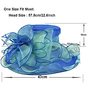 Ruphedy Women Derby Church Dress Fascinator Wide Brim Tea Party Wedding Hats S042b (S615-Turquoise)